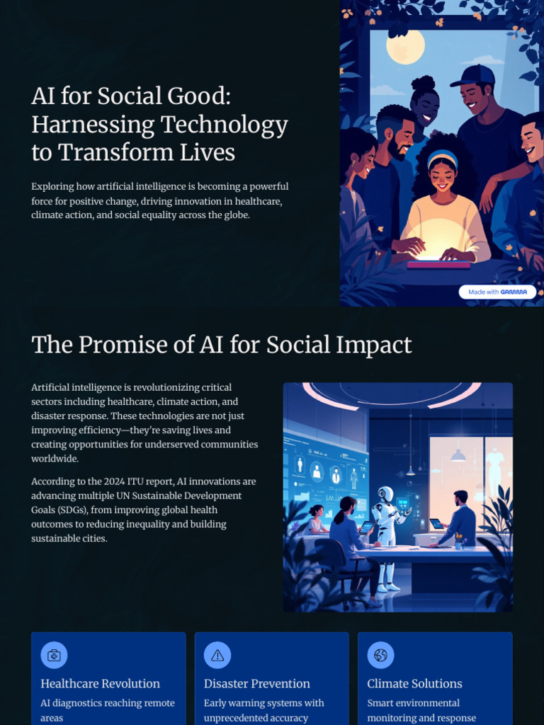 AI For Social Good Harnessing Technology To Transform Lives | PDF