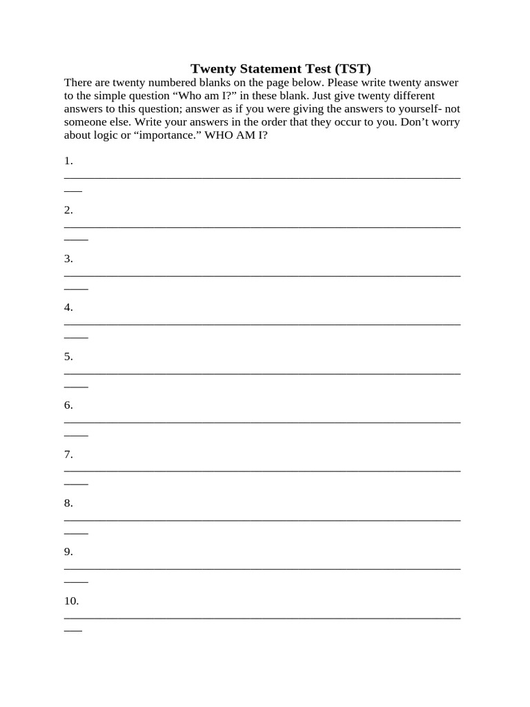 Twenty Statement Test | PDF
