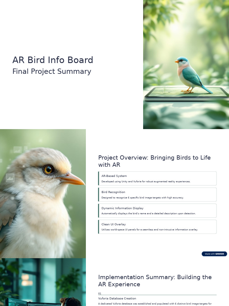 AR Bird Info Board: Augmented Reality Guide | PDF