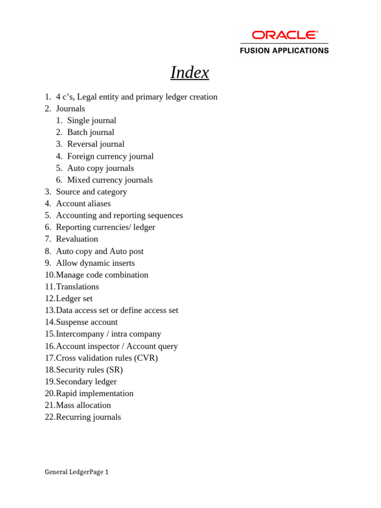 Oracle Fusion General Ledger Setup Guide | PDF | Spreadsheet | Currency