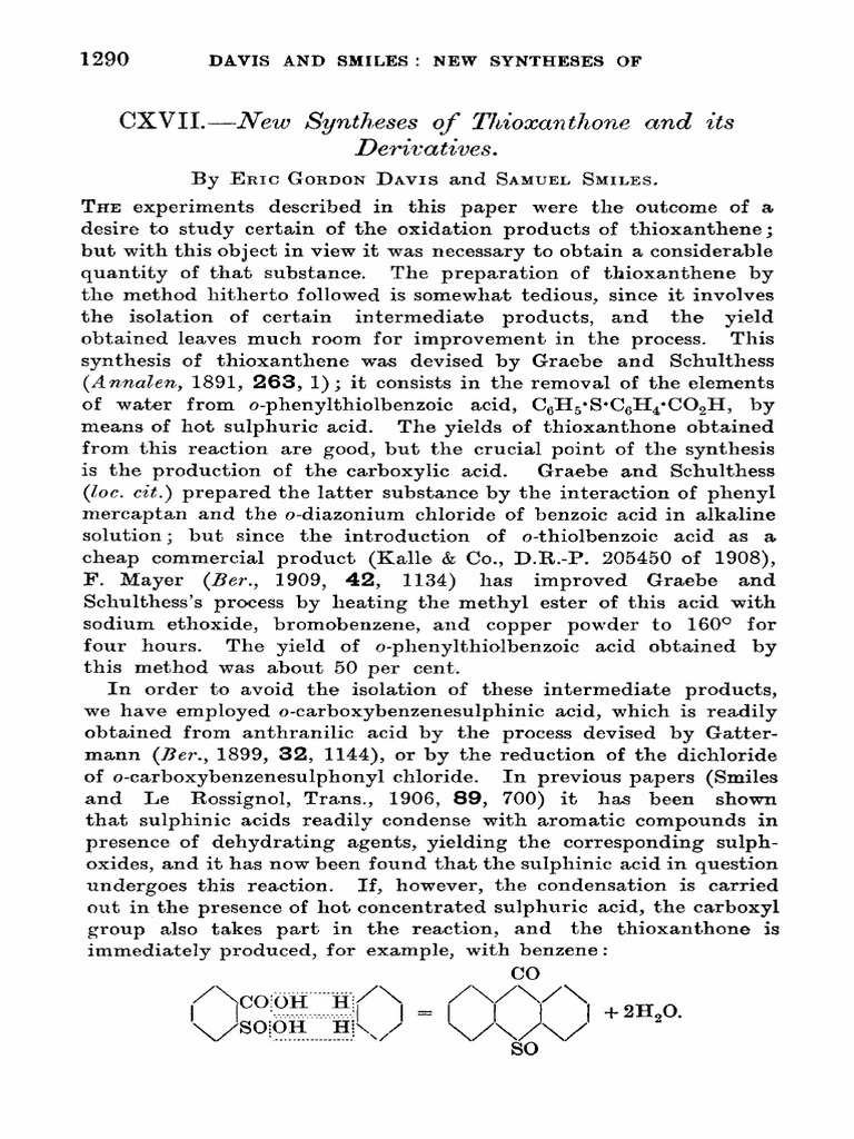 New Synthesis Methods for Thioxanthone | PDF | Thiol | Acid
