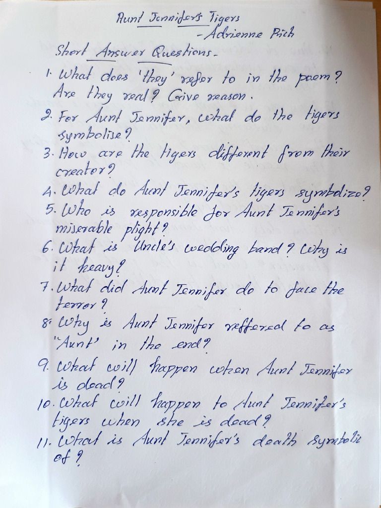 Runt Jaanios Tigers Analysis Questions | PDF