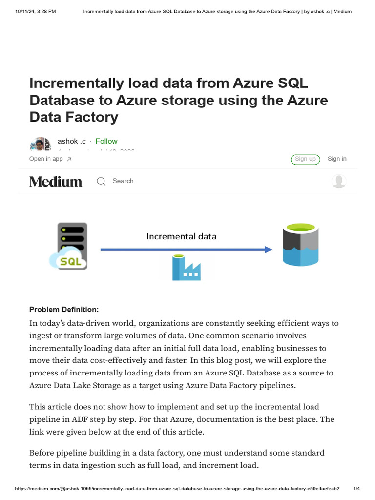 Incrementally load data from Azure SQL Database to Azure storage using ...