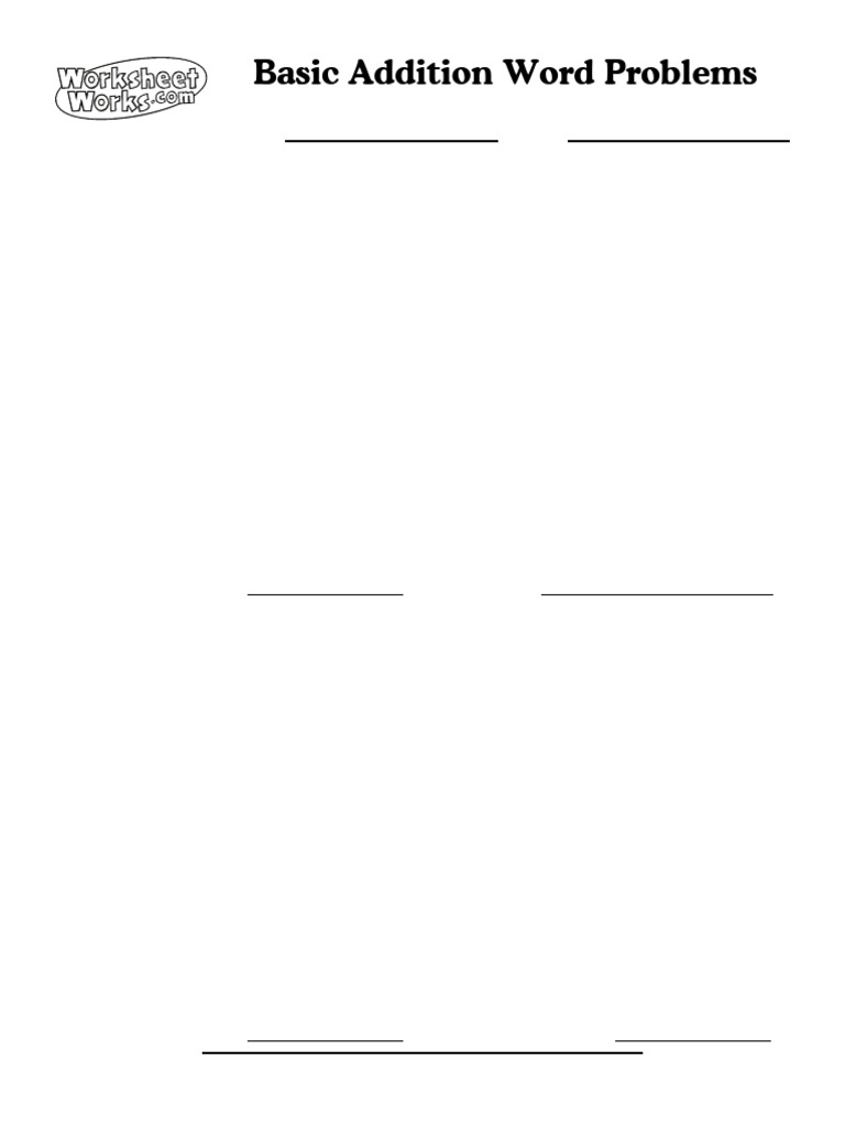WorksheetWorks Basic Addition Word Problems 2 | PDF | Cola