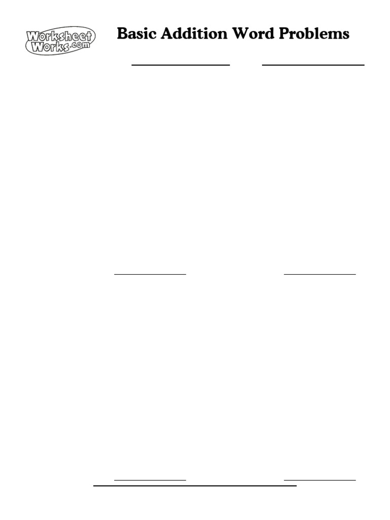 WorksheetWorks Basic Addition Word Problems 1 | PDF