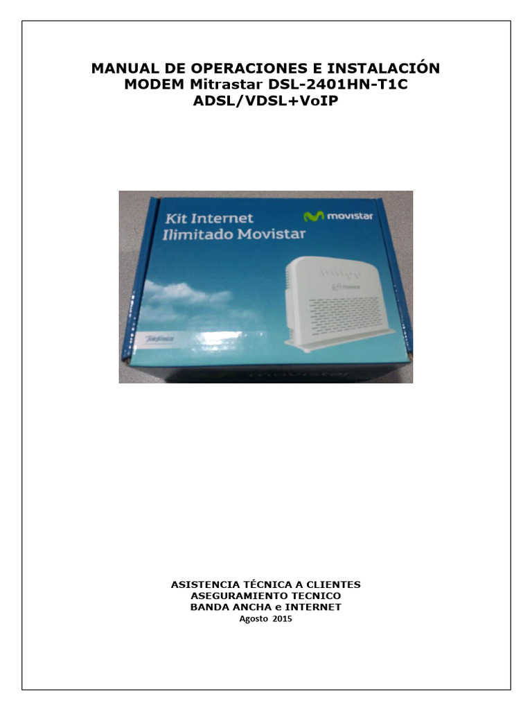 Manual Instalación Modem Mitrastar DSL-2401HN | PDF | Red de ...