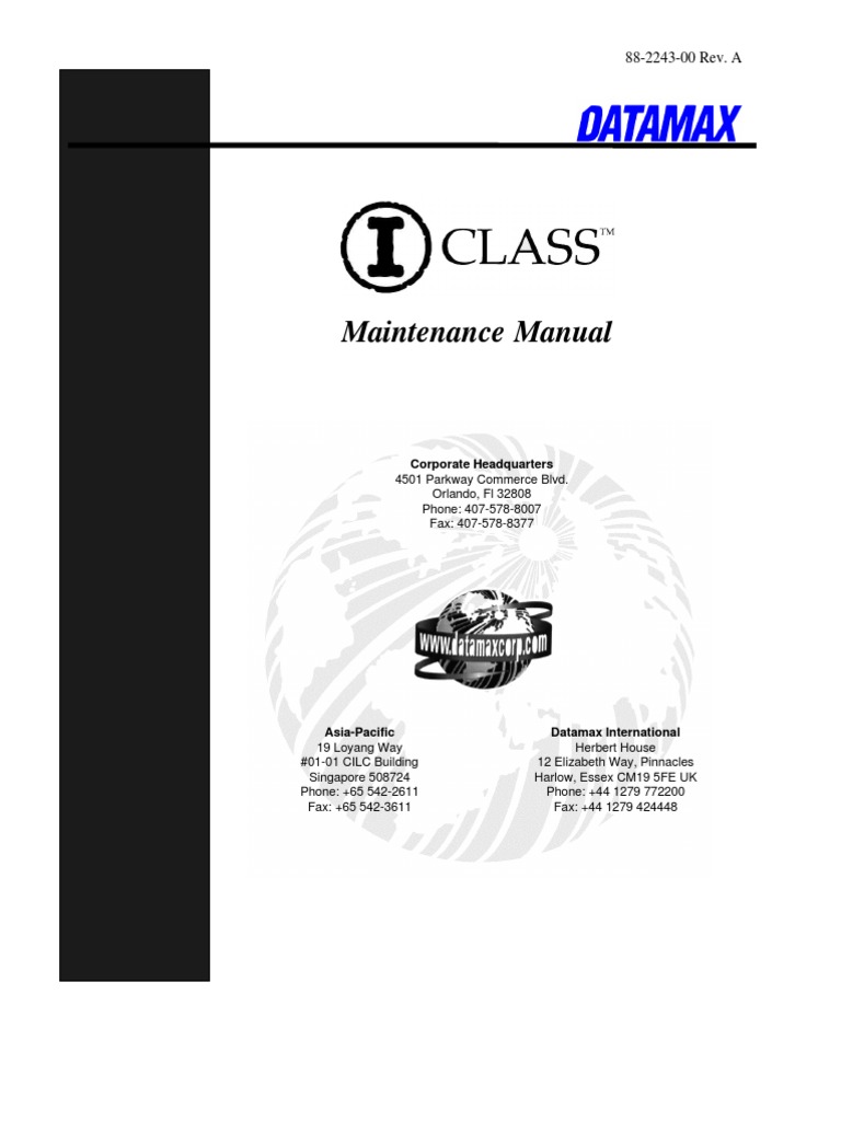 DATAMAX I Class Parts List, Service Manual | PDF | Printer (Computing ...