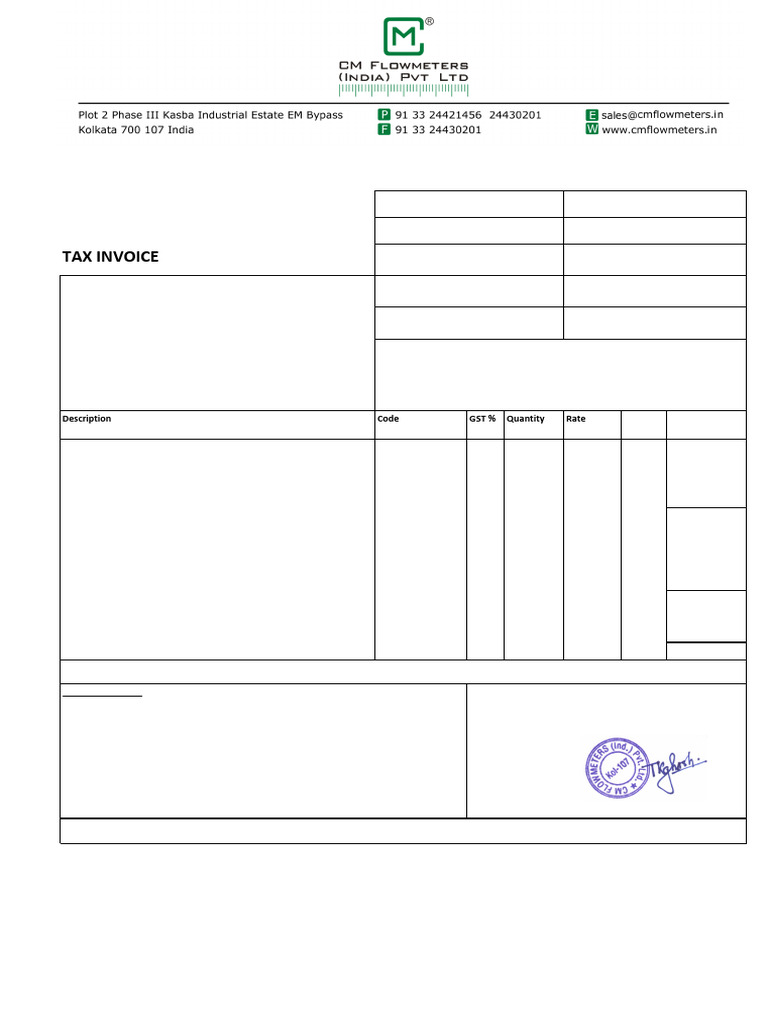 Tax Invoice for Rotameter Purchase | PDF | Invoice | Government Finances