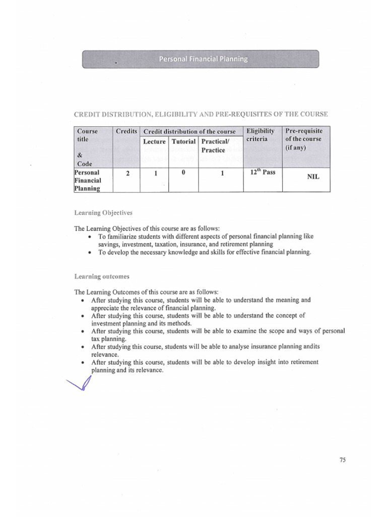 Personal Financial Planning | PDF