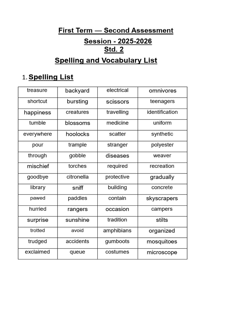 Grade 2 Spelling & Vocabulary Guide | PDF