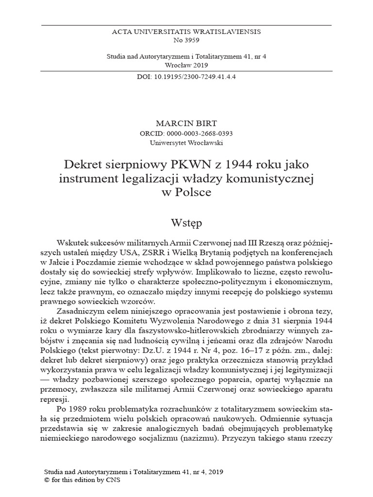 07 Birt M Dekret Sierpniowy PKWN Z 1944 Roku Jako Instrument ...