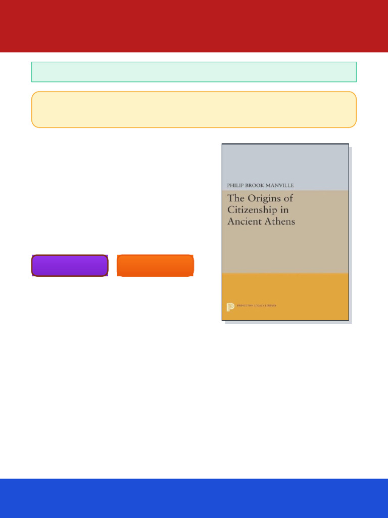 The Origins of Citizenship in Ancient Athens Philip Brook Manville ...