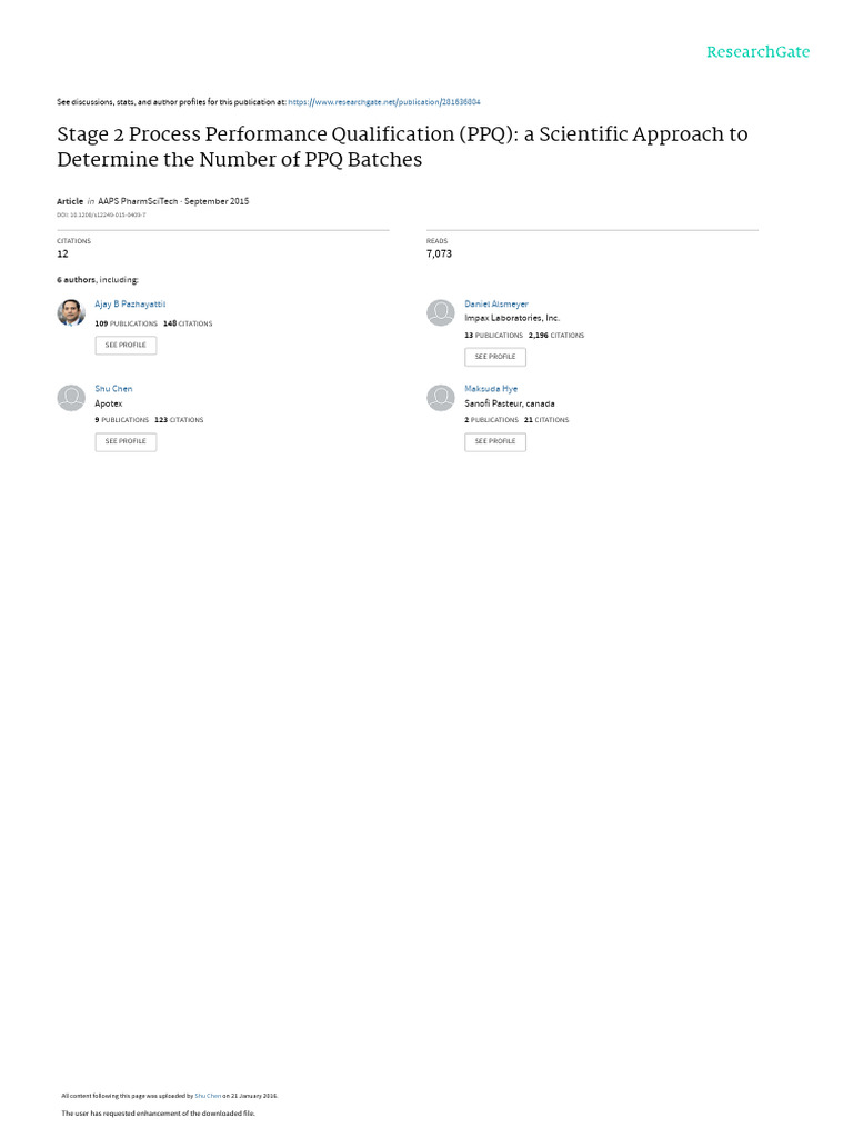 Stage 2 Process Performance Qualification Pp q | PDF | Variance ...