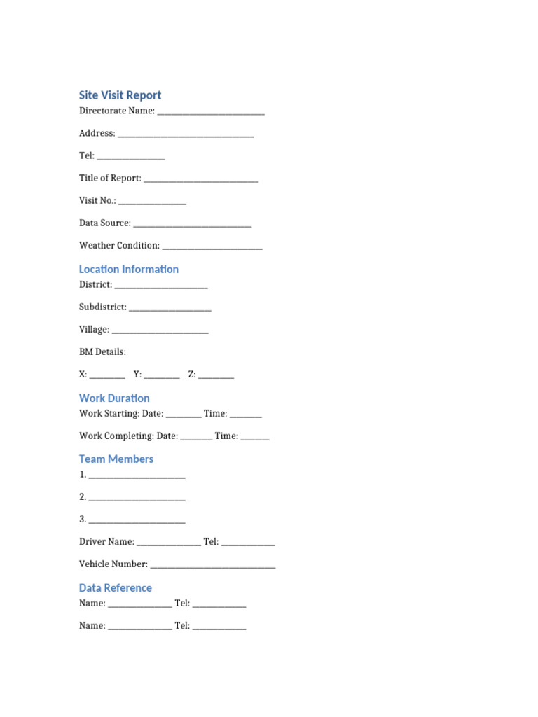 Site Visit Report Template | PDF