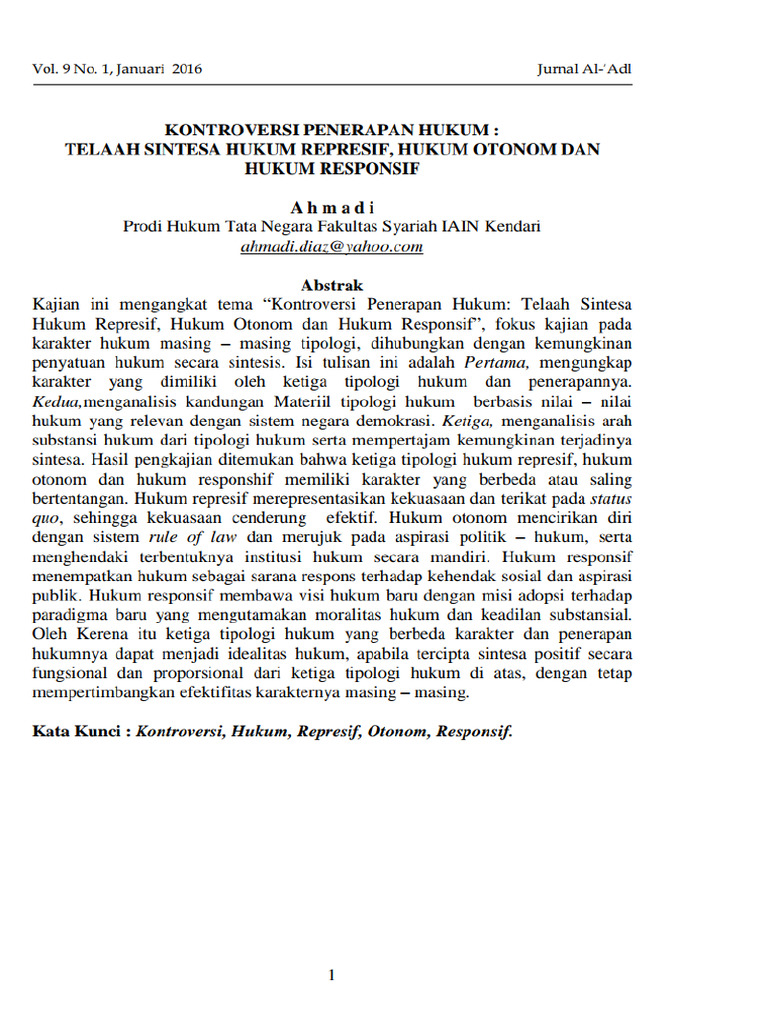 Hukum Otonom Dan Hukum Responsif | PDF