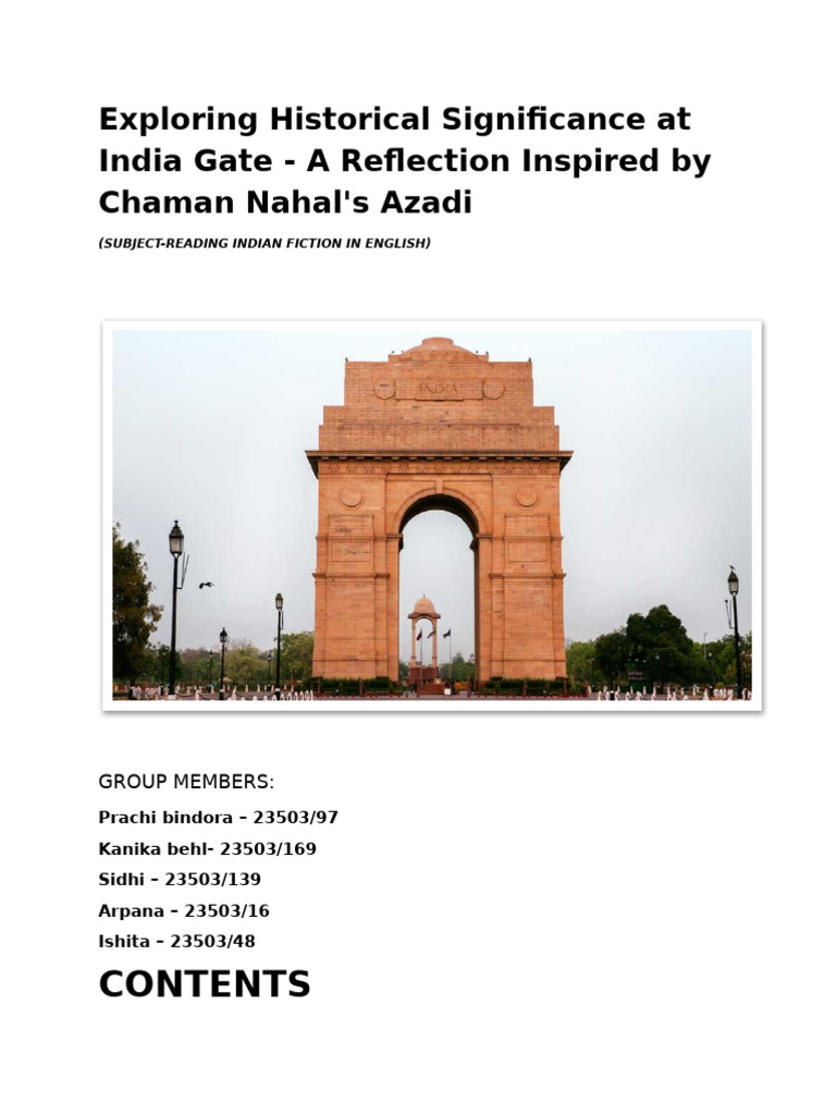 India Gate and Azadi: A Historical Reflection | PDF