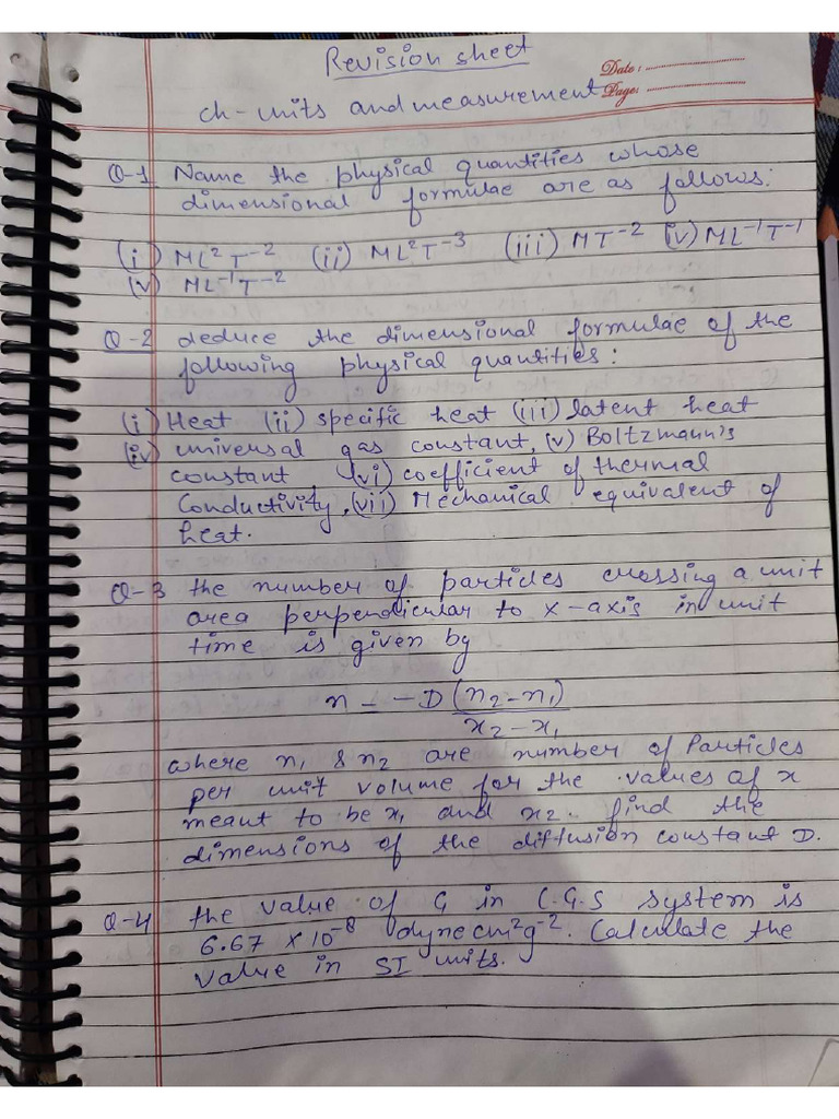 Revision Sheet of Ch-1 | PDF
