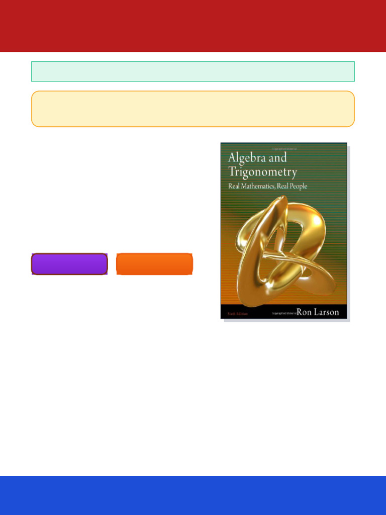Algebra and Trigonometry Real Mathematics Real People 6th Edition Ron ...