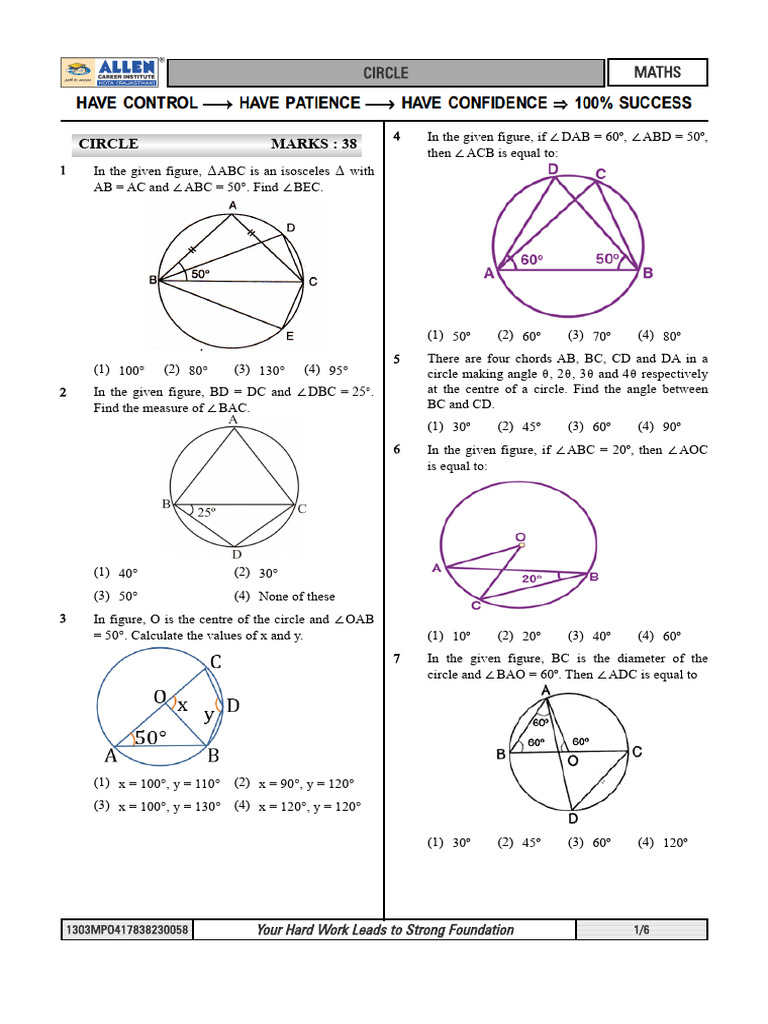Circle Maths q | PDF | Circle | Angle