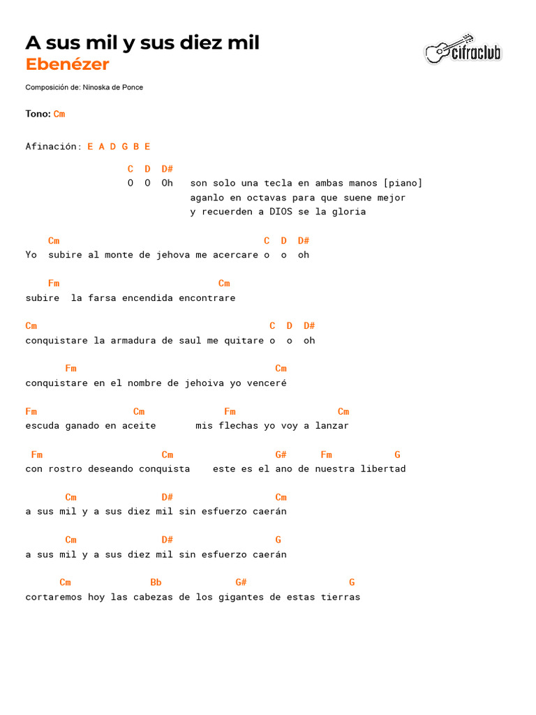Letra de "A sus mil y sus diez mil" | PDF