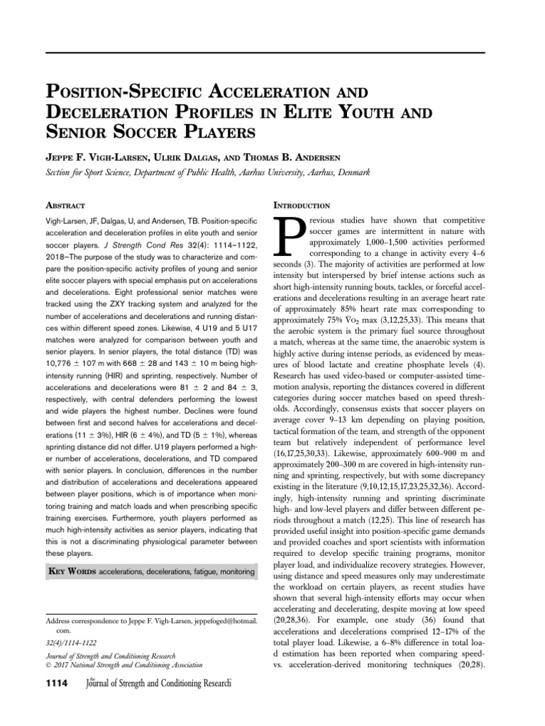 Soccer Player Acceleration Profiles Analysis | PDF | Acceleration ...