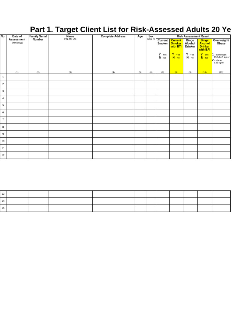 Client Risk Assessment and Screening Lists | PDF | Medical Specialties ...