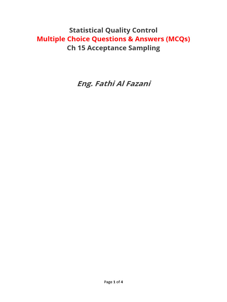 Multiple Choice Questions & Answers (MCQs) | PDF | Quality | Scientific Method