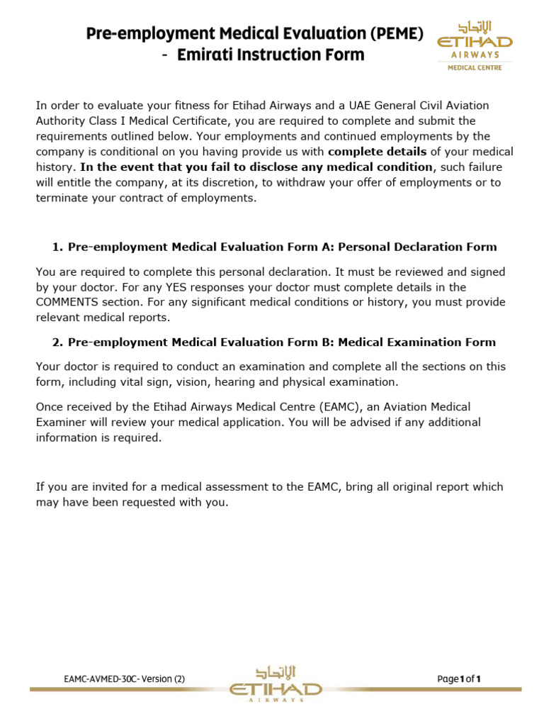 Cadet Pilot Pre-Employment Evaluation Form | PDF