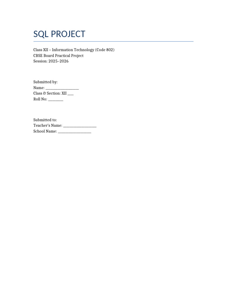 Class 12 SQL Project Code 802 | PDF | Sql | Databases