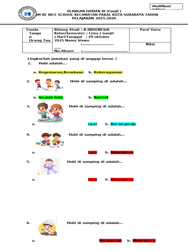Ulangan Harian III b.indo Uh 3 Kls 5 | PDF