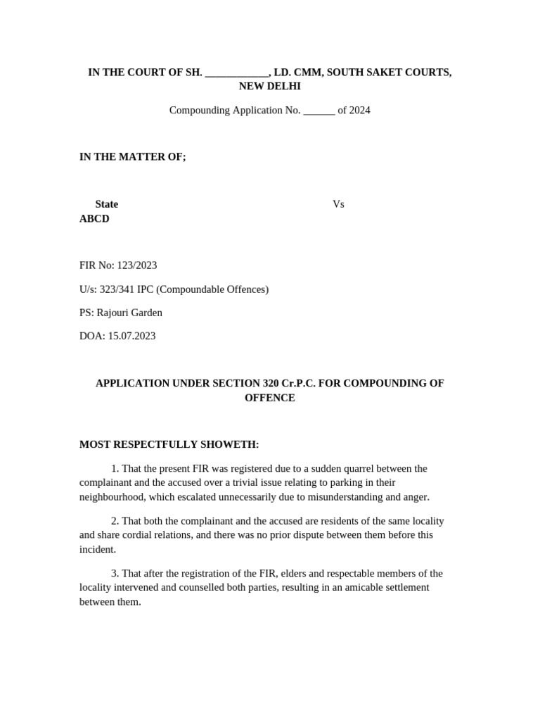 Compounding Application for IPC Offences | PDF | Public Law | Crimes