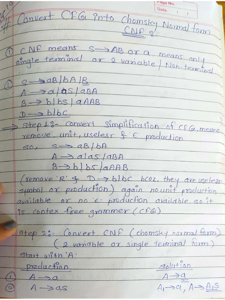 Convert CFG To CNF (Chomsky Normal Form) | PDF