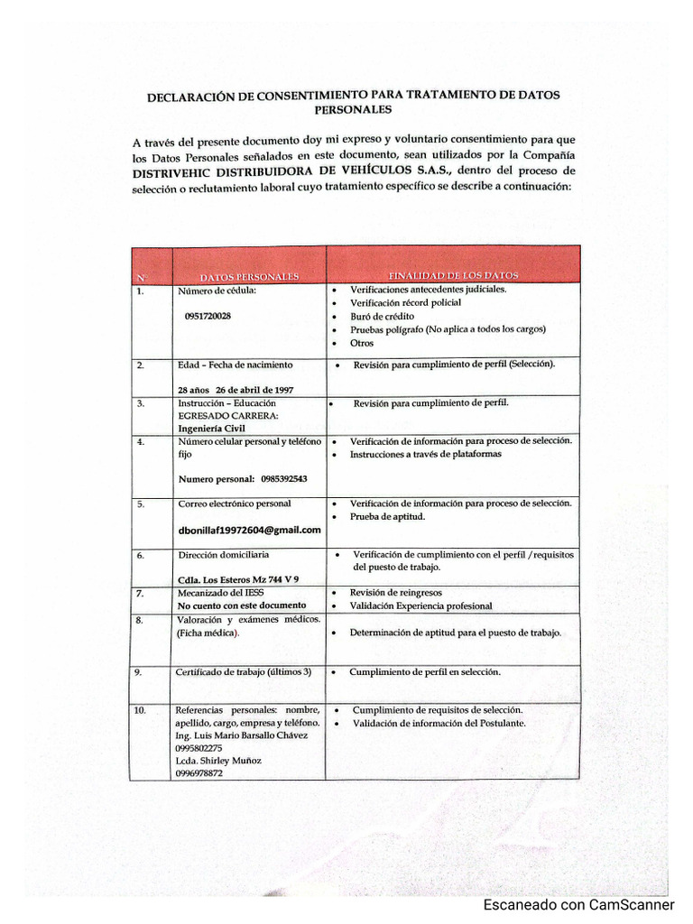 Ing. Danny Bonilla Documento | PDF