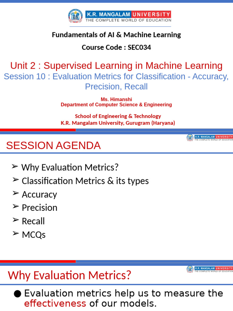 Session 10 | PDF | Accuracy And Precision | Machine Learning
