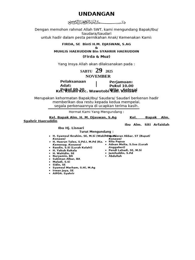 UNDANGAN FIRDA222 | PDF