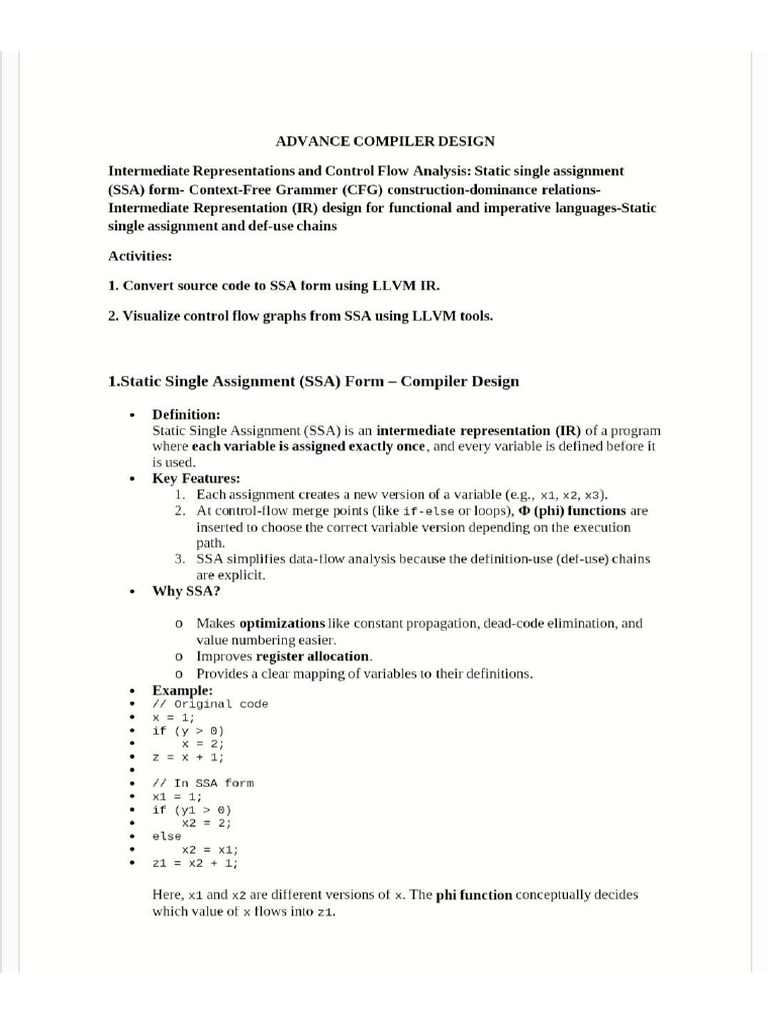 Advanced Compiler Design Unit 1 | PDF