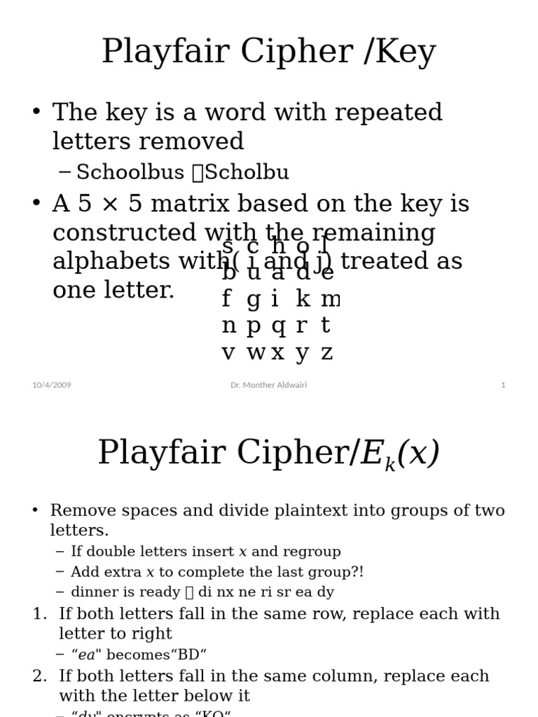 Playfair Cipher | PDF
