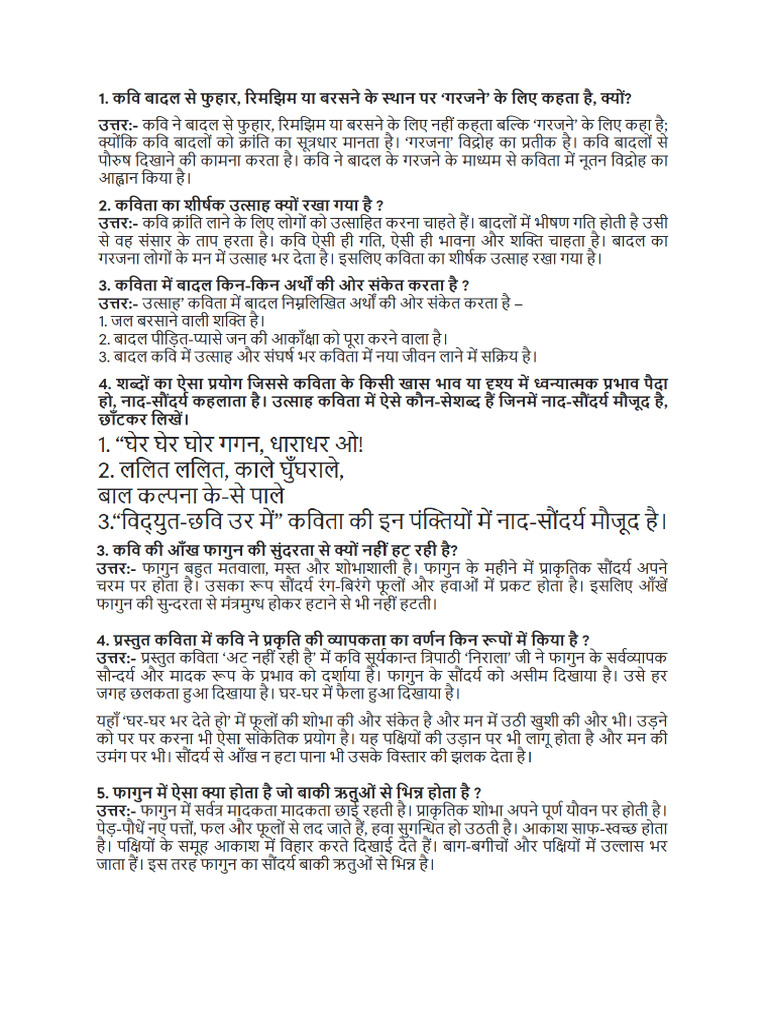 Ut 4 Hindi Syllabus | PDF
