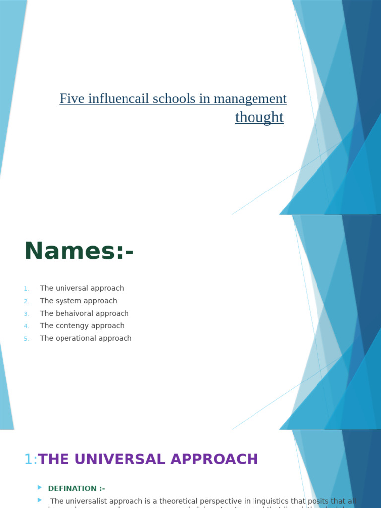 Five Influencail Schools in Management Thought | PDF | System | Systems ...