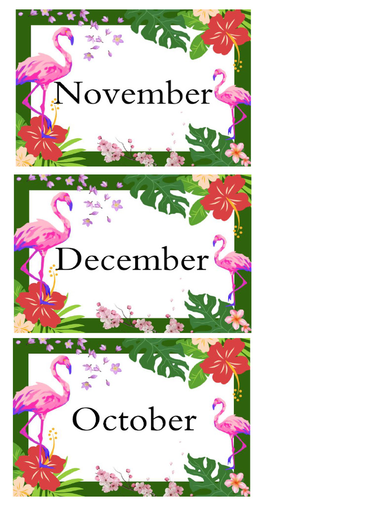 Months Names in Flamingo Theme | PDF