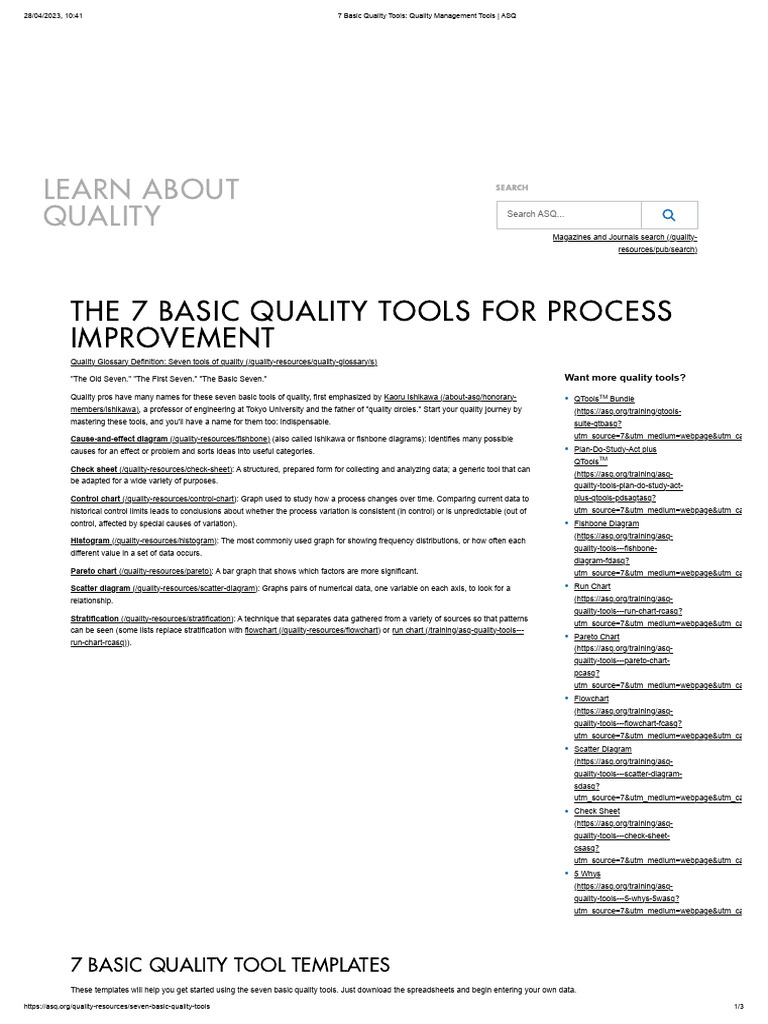 7 Basic Quality Tools - Quality Management Tools - ASQ | PDF ...
