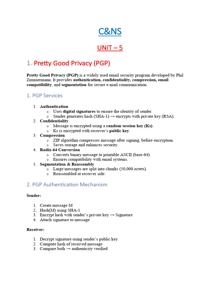 Cryptography and Network Security Unit 5 | PDF | Public Key ...