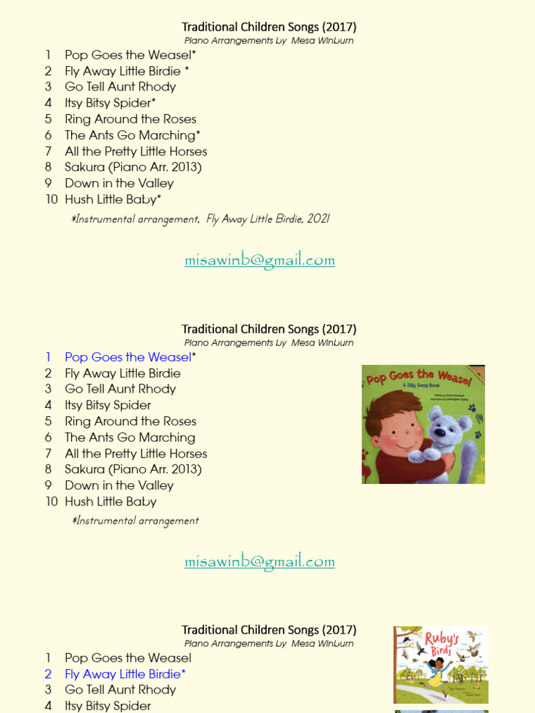 Traditional Children's Songs Piano Arrangements | PDF