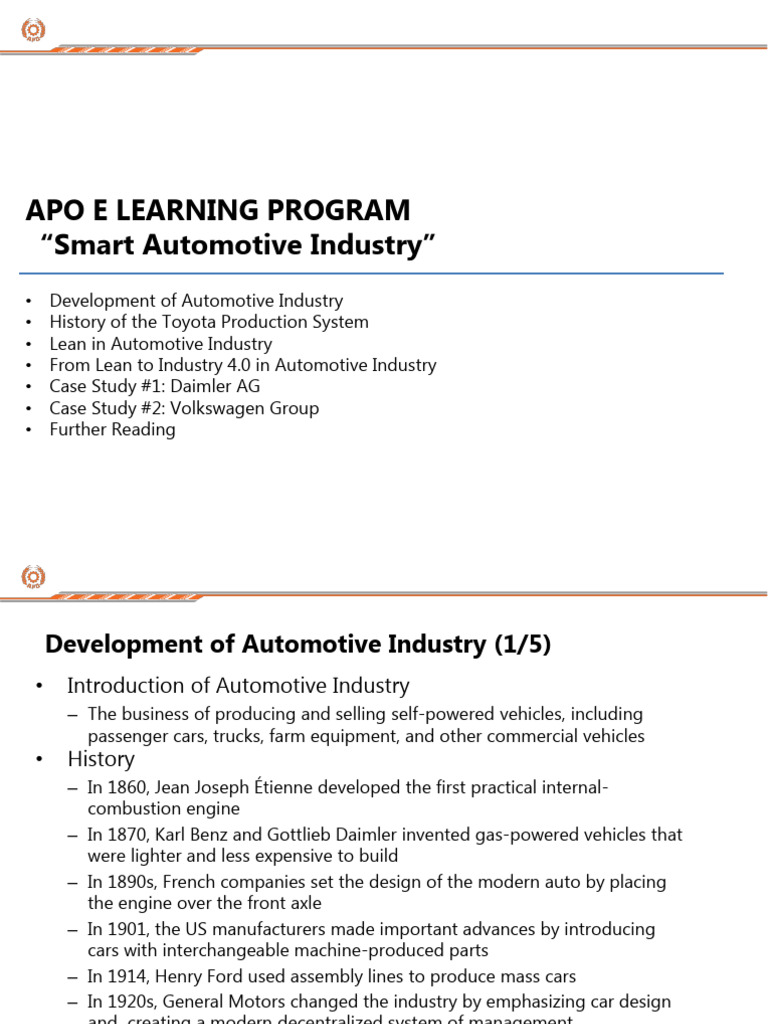 Automotive Industry Evolution Guide | PDF | Lean Manufacturing | Car