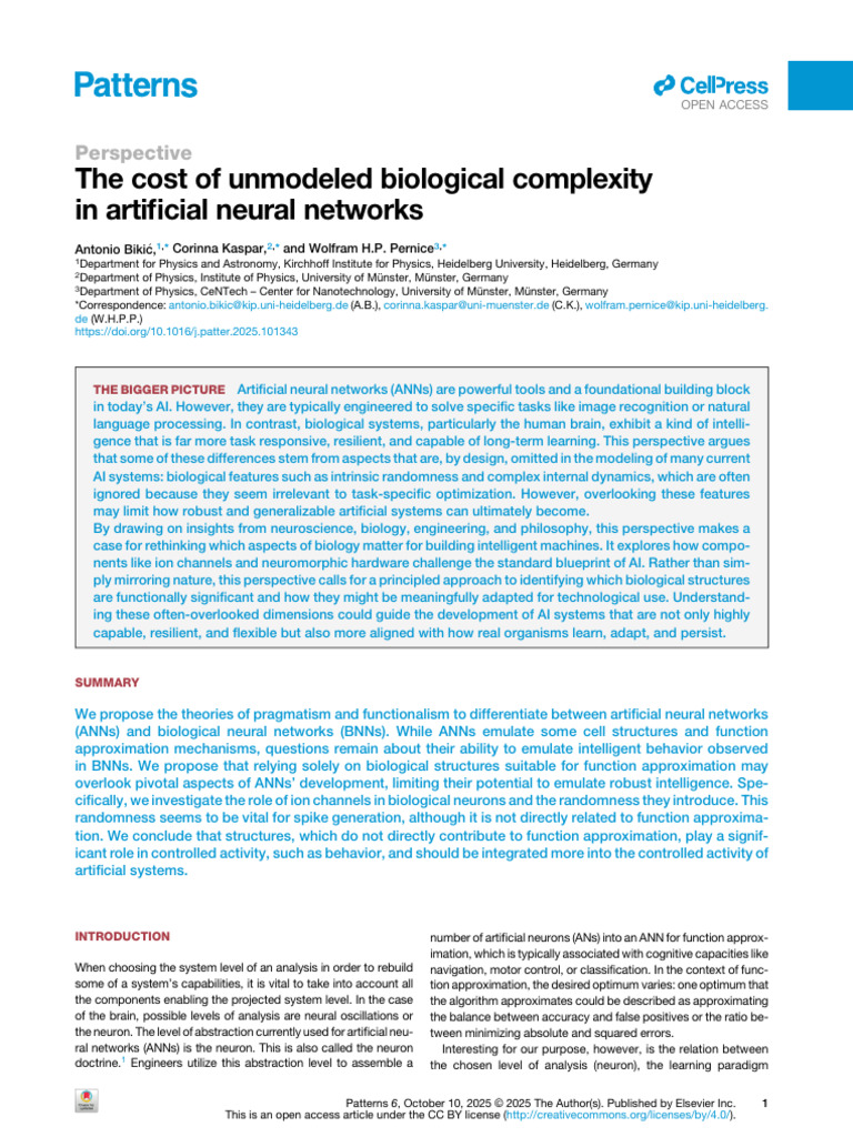 Biological Complexity in AI Systems | PDF | Synapse | Action Potential