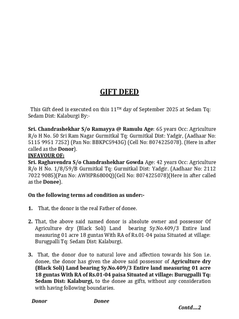 Gift Deed | PDF