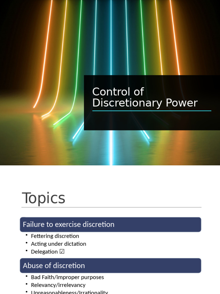 Administrative Law - Discretionary Power Intro | PDF