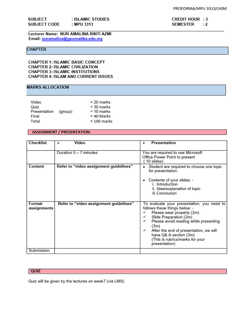 Profoma Mpu 3313 Aug - Nov 25 | PDF