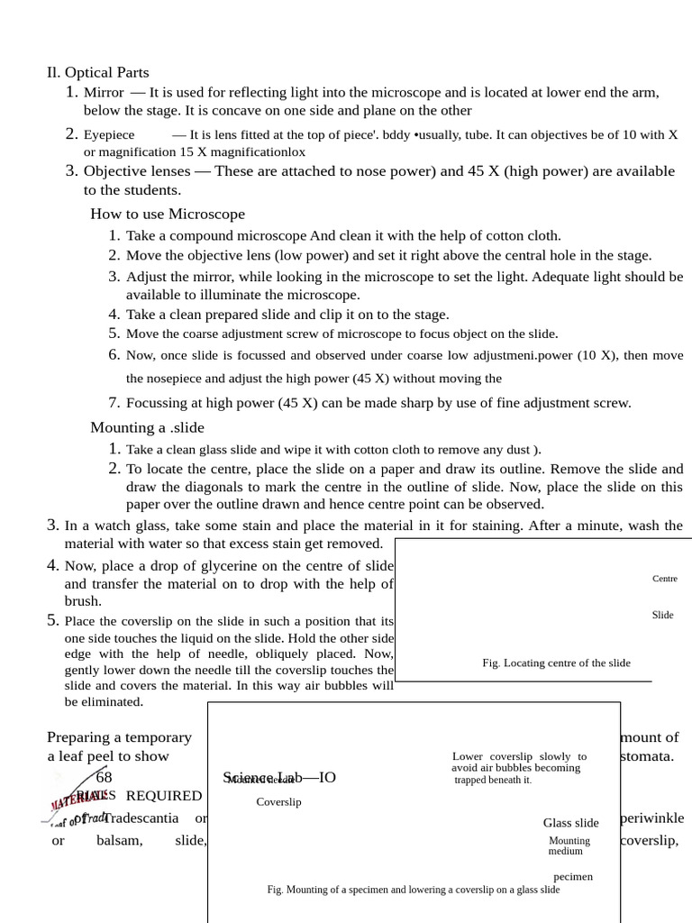 Microscope Use and Stomata Observation Guide | PDF | Cellular ...