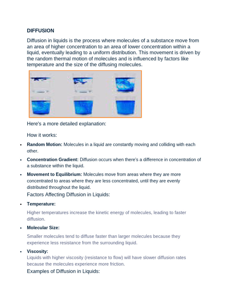 Understanding Liquid Diffusion Processes | PDF